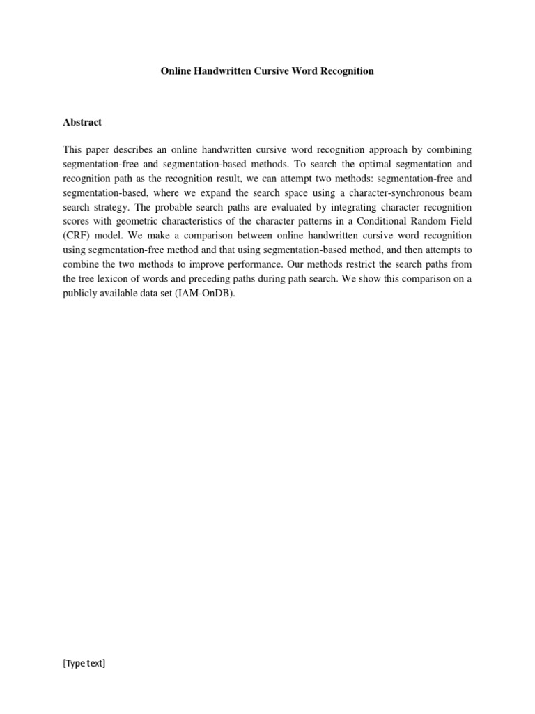 Online Handwritten Cursive Word Recognition | PDF | Java Virtual ...
