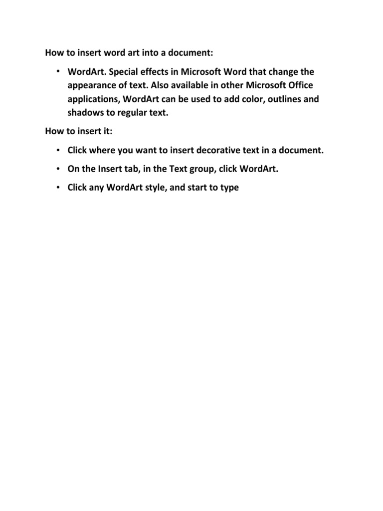 Insert WordArt in Microsoft Word | PDF