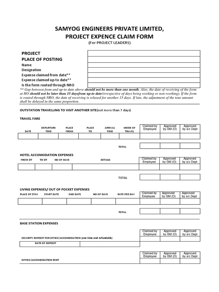 Project Expense Claim Form | PDF | Government | Business