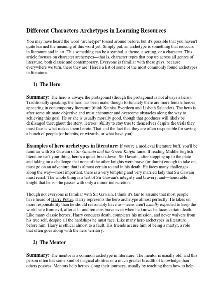 Archetypes | PDF | Hero | Dr. Watson