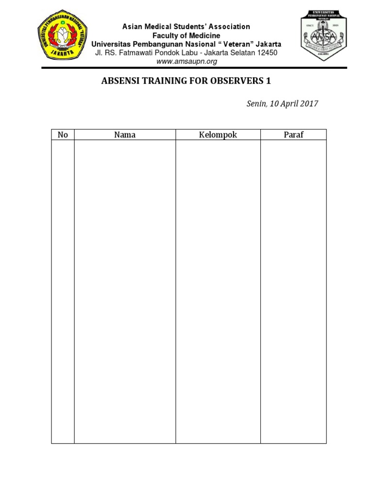 Absensi Training For Observers 1 | PDF