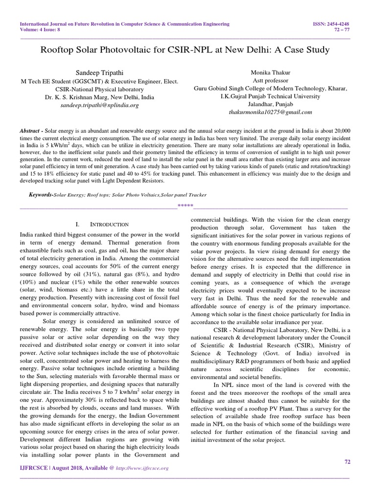 Rooftop Solar PV Case Study | PDF | Solar Power | Energy Development