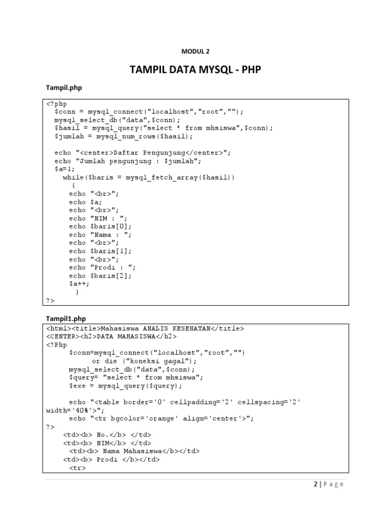 Tampil Data Mysql - PHP | PDF