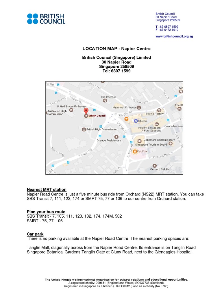 Location Map - British Council (Napier Centre) | PDF