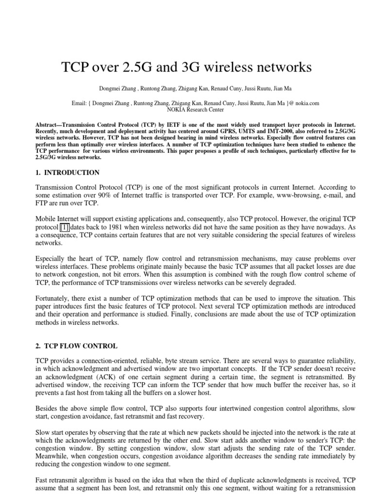 TCP Over 3G Protocol | PDF | Network Congestion | Transmission Control Protocol
