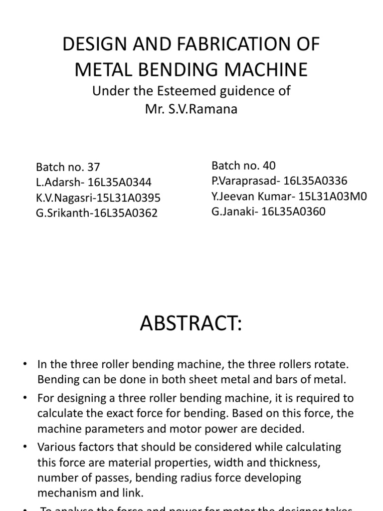 Metal Bending Machine Design Overview | PDF | Sheet Metal | Pipe (Fluid ...