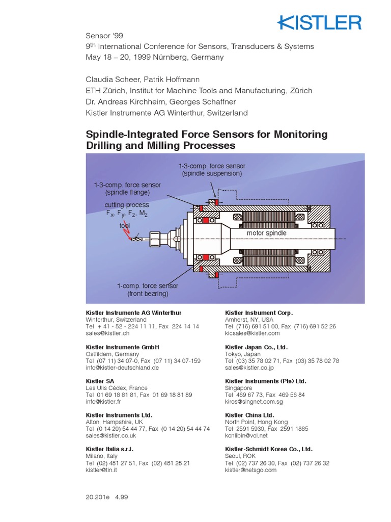 Spindle-Integrated Force Sensors For Monitoring Drilling and Milling ...