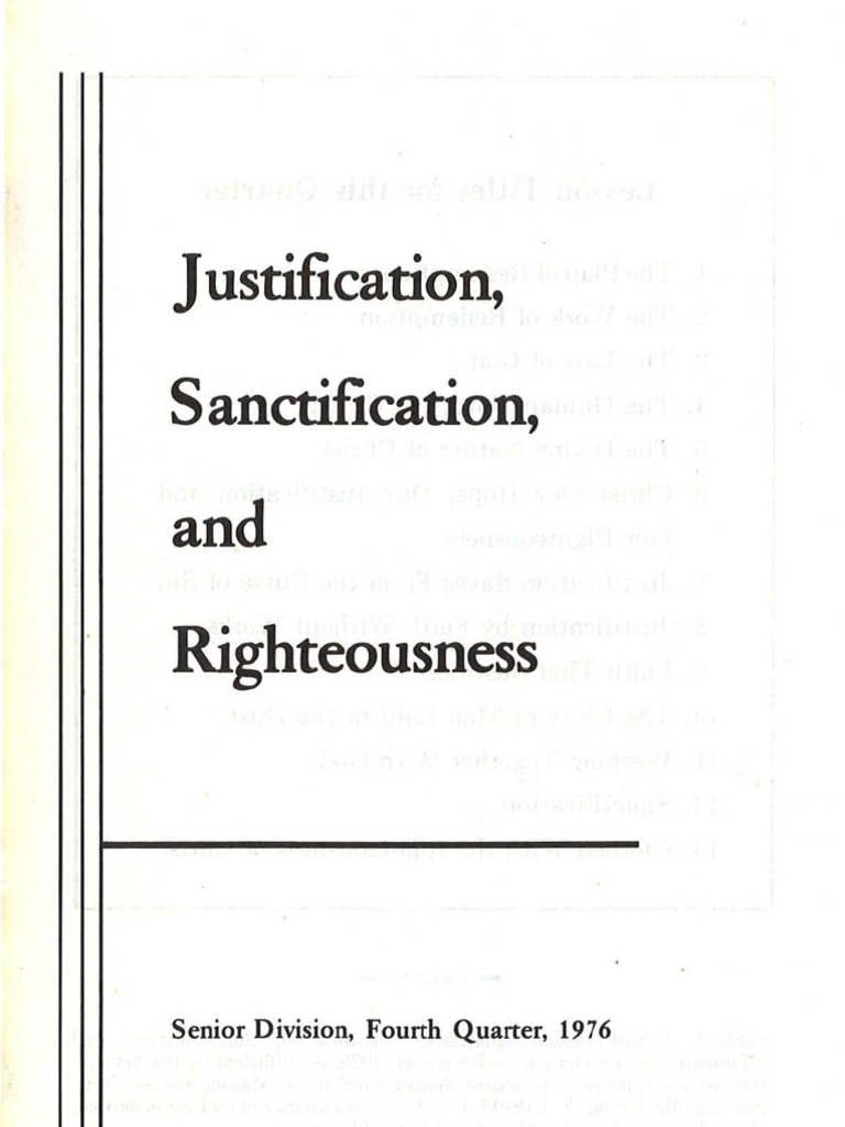 Justification and Sanctification Lessons | PDF | Justification (Theology) | Jesus