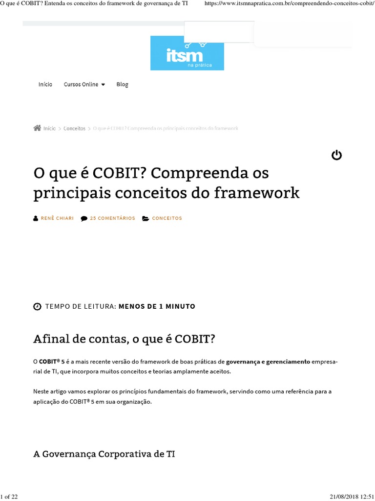 O Que É COBIT - Entenda Os Conceitos Do Framework de Governança de TI ...