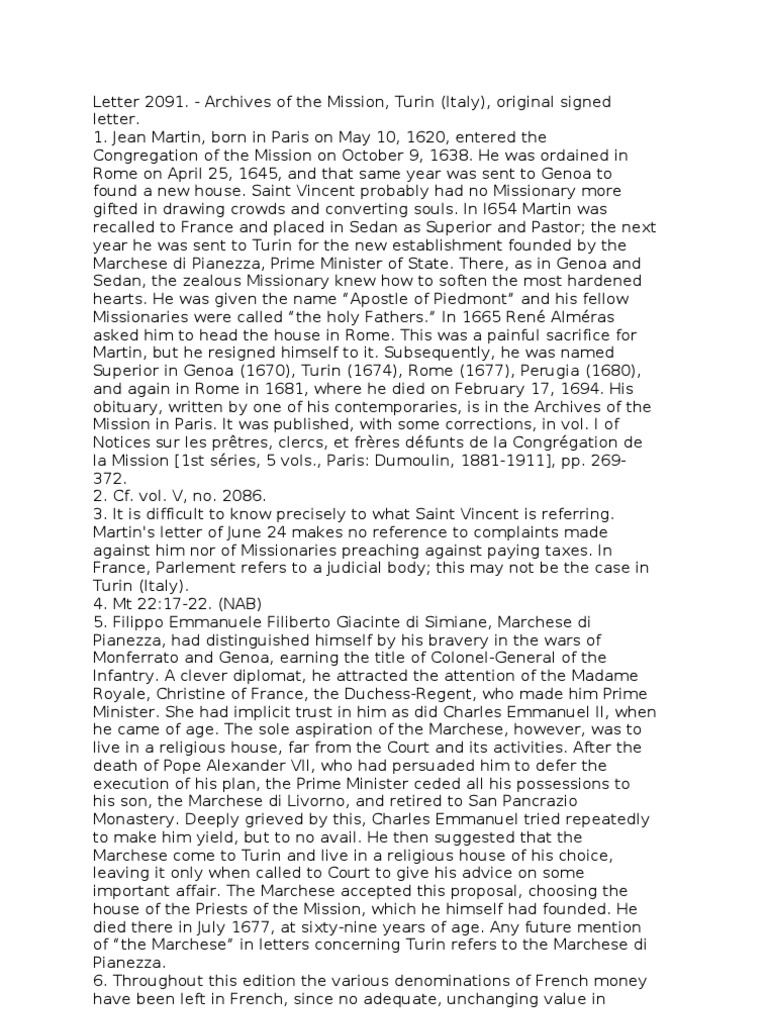 St. Vincent Leters Vol 6 Note | PDF | Catholic Church