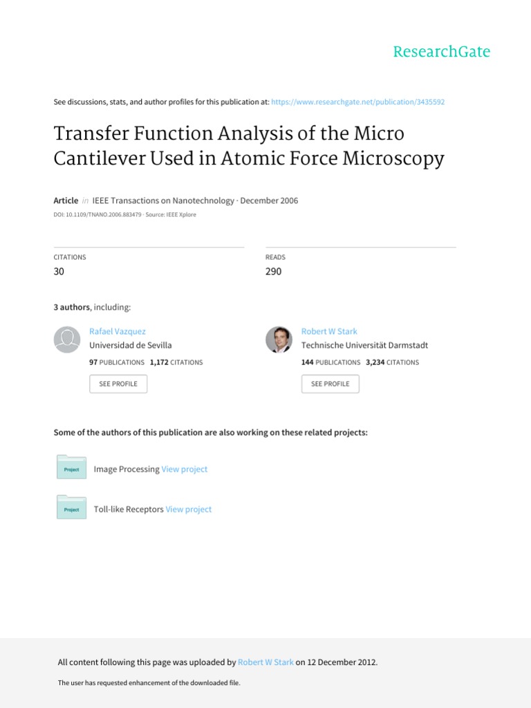 Transfer Function Analysis of The Micro Cantilever Used in Atomic Force Micros | PDF | Atomic ...