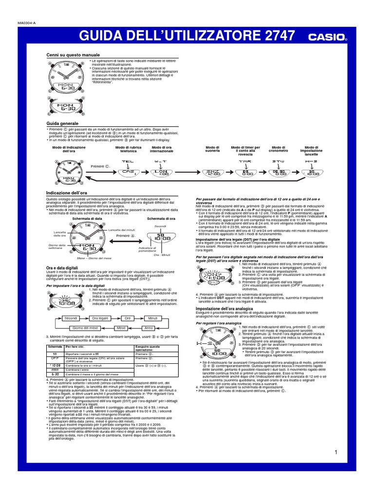 Manuale Orologio Casio | PDF