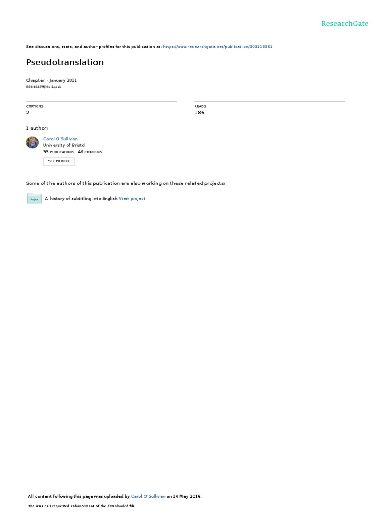 The Concept of Translation in Renaissance England. Spectrum Studies in ...