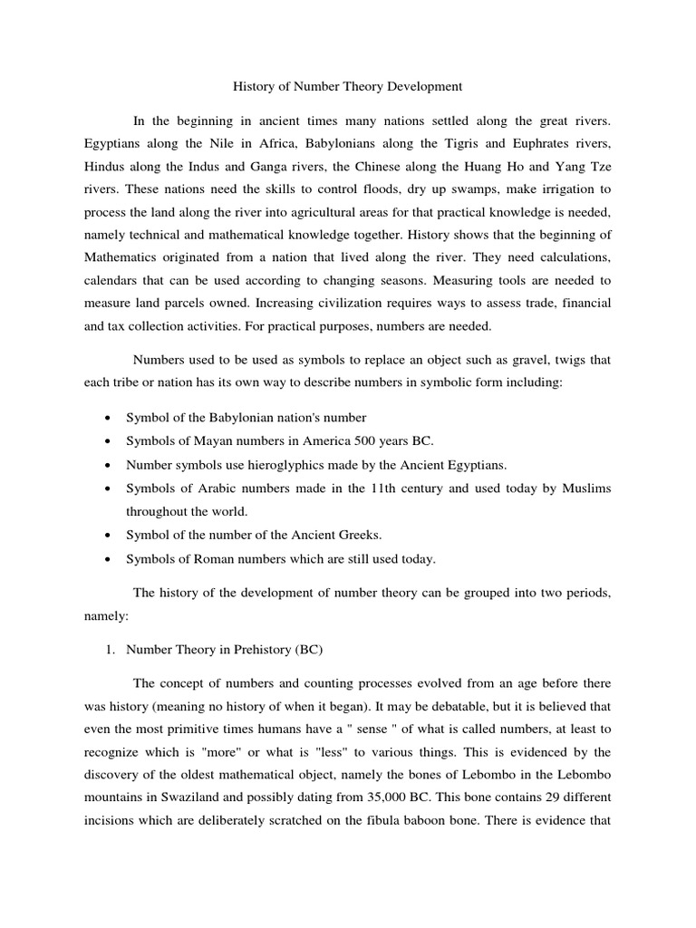 History of Number Theory Development | PDF | Numbers | Number Theory