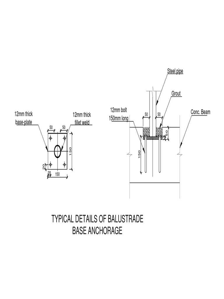 Balustrade Base Anchorage Details | PDF