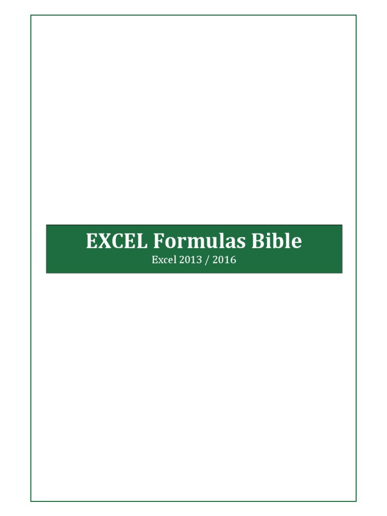 Excel Formulas Bible PDF | PDF | Workweek And Weekend | Filename