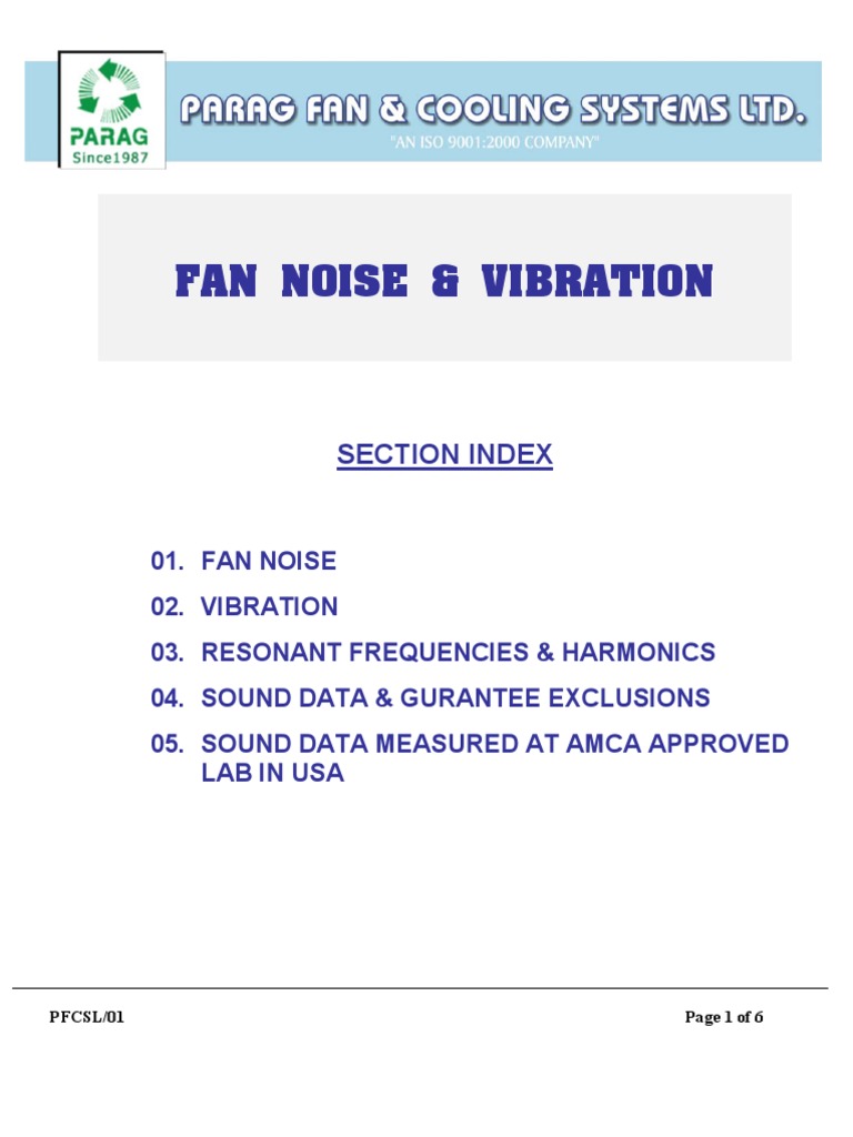 Fan Noise & Vibration | PDF