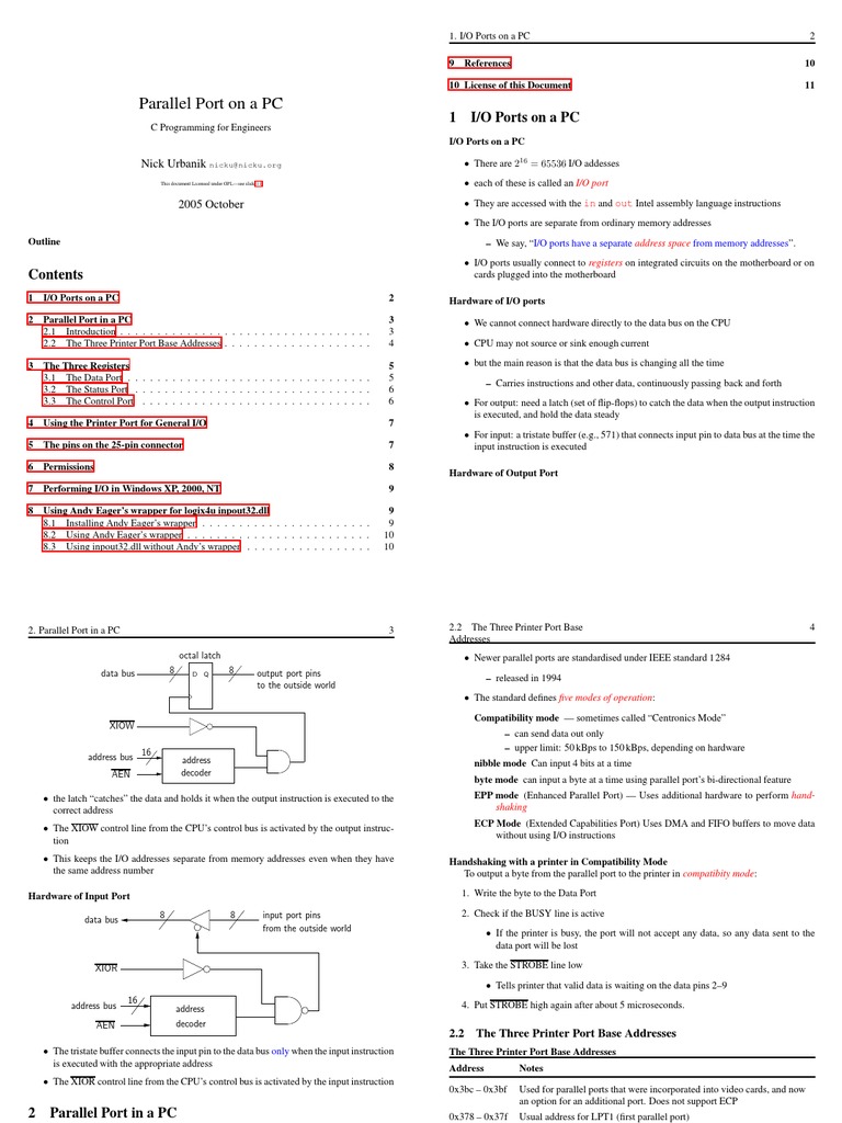 Printer Ports Handout | PDF | Input/Output | Microsoft Windows