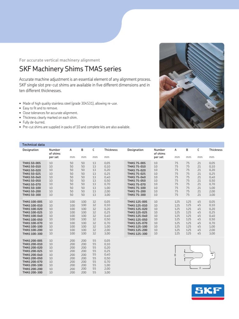 SKF Machinery Shims TMAS Series PDF | PDF