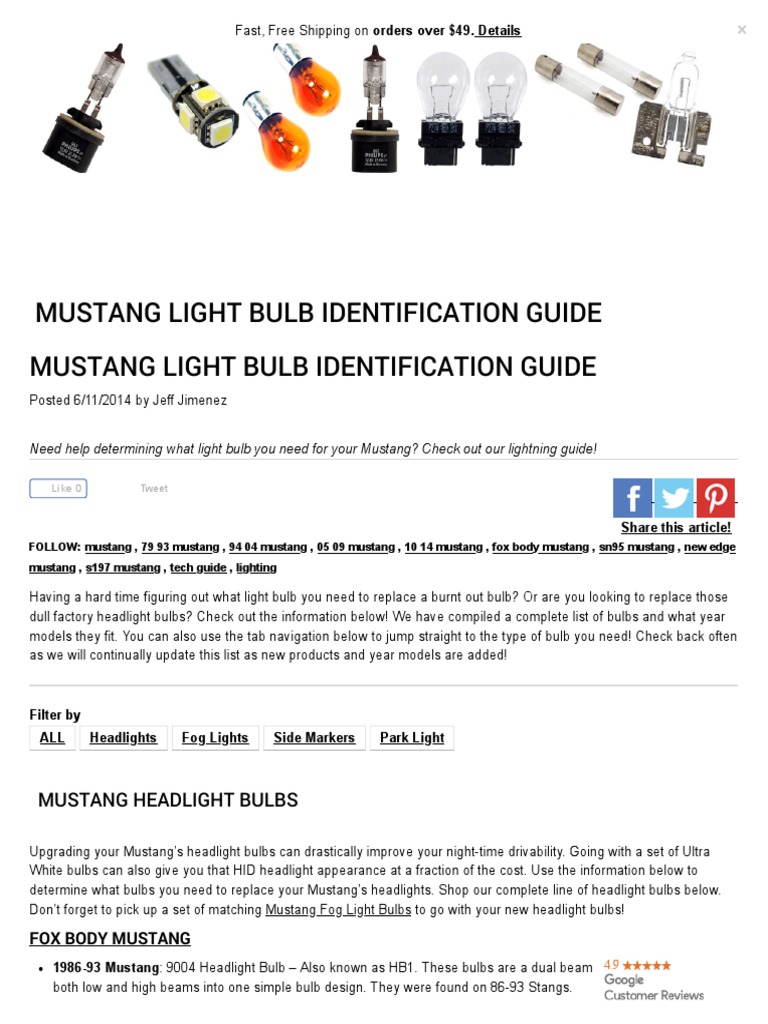 Light Bulb Identification Chart