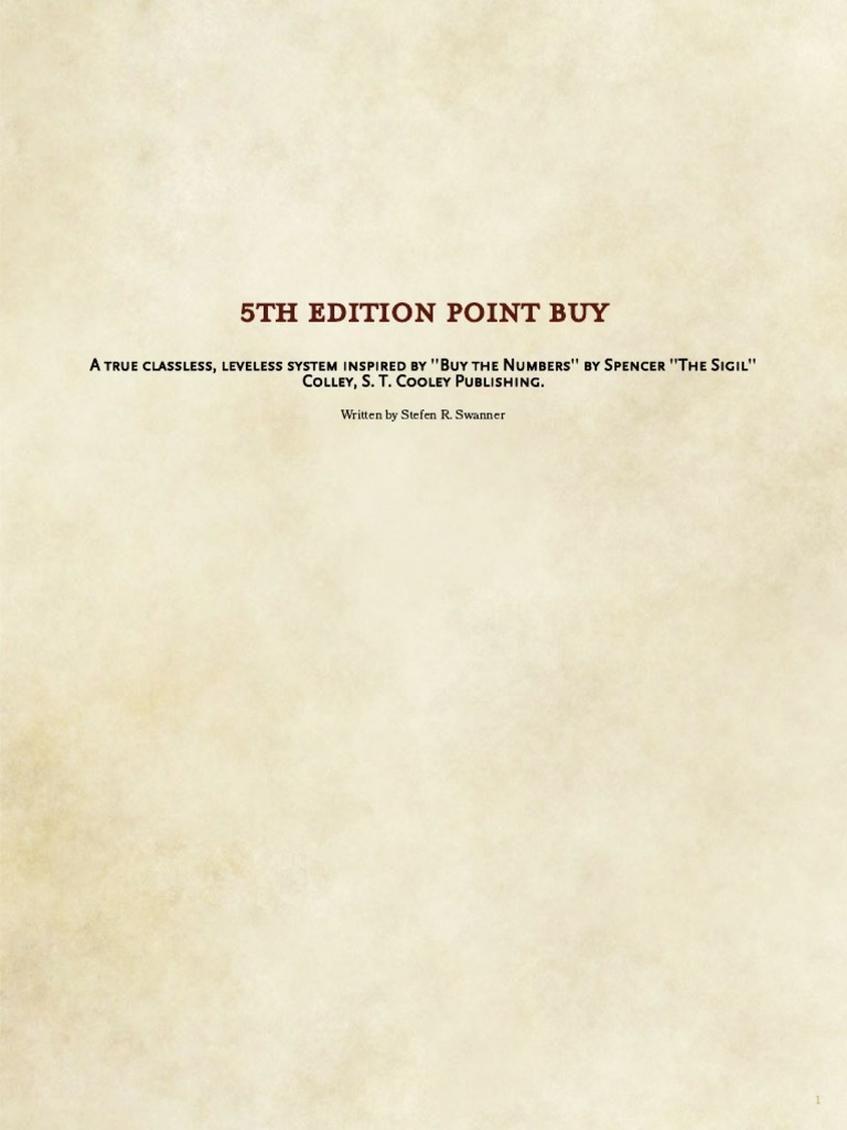 5th Edition Classless & Leveless Point-Buy System | PDF
