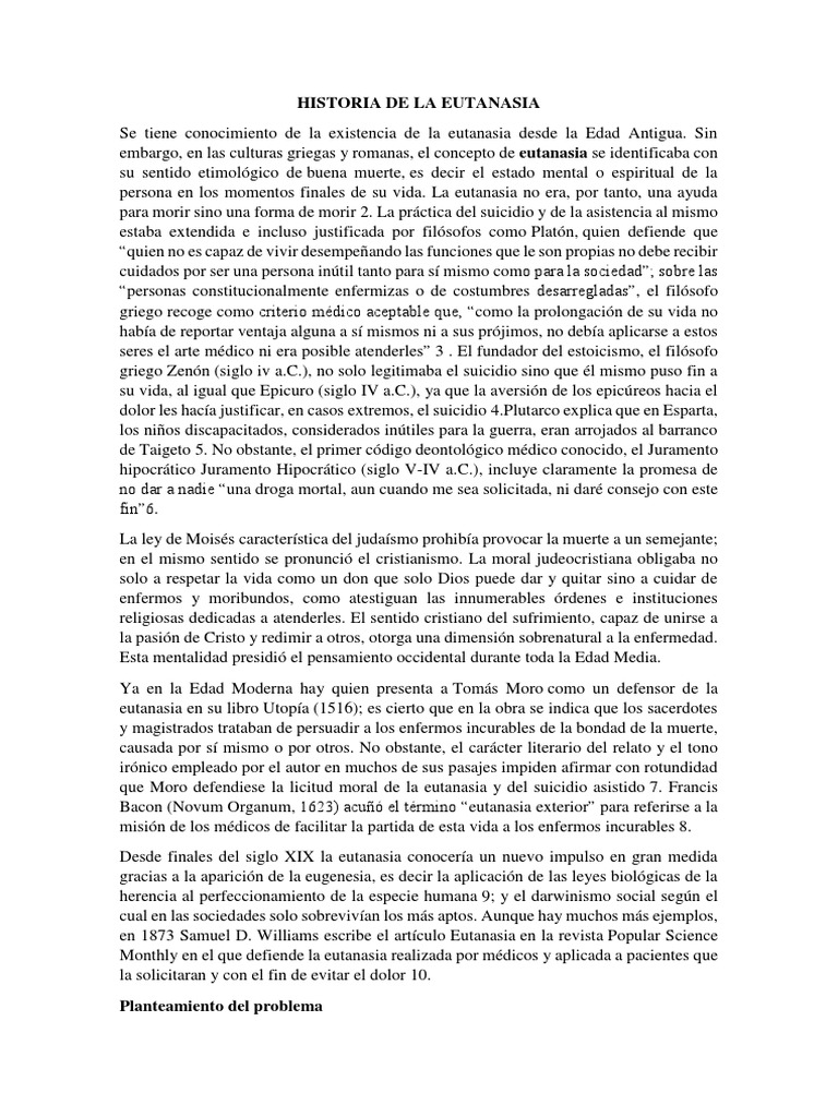 Historia de La Eutanasia | PDF | Dignidad | Moralidad
