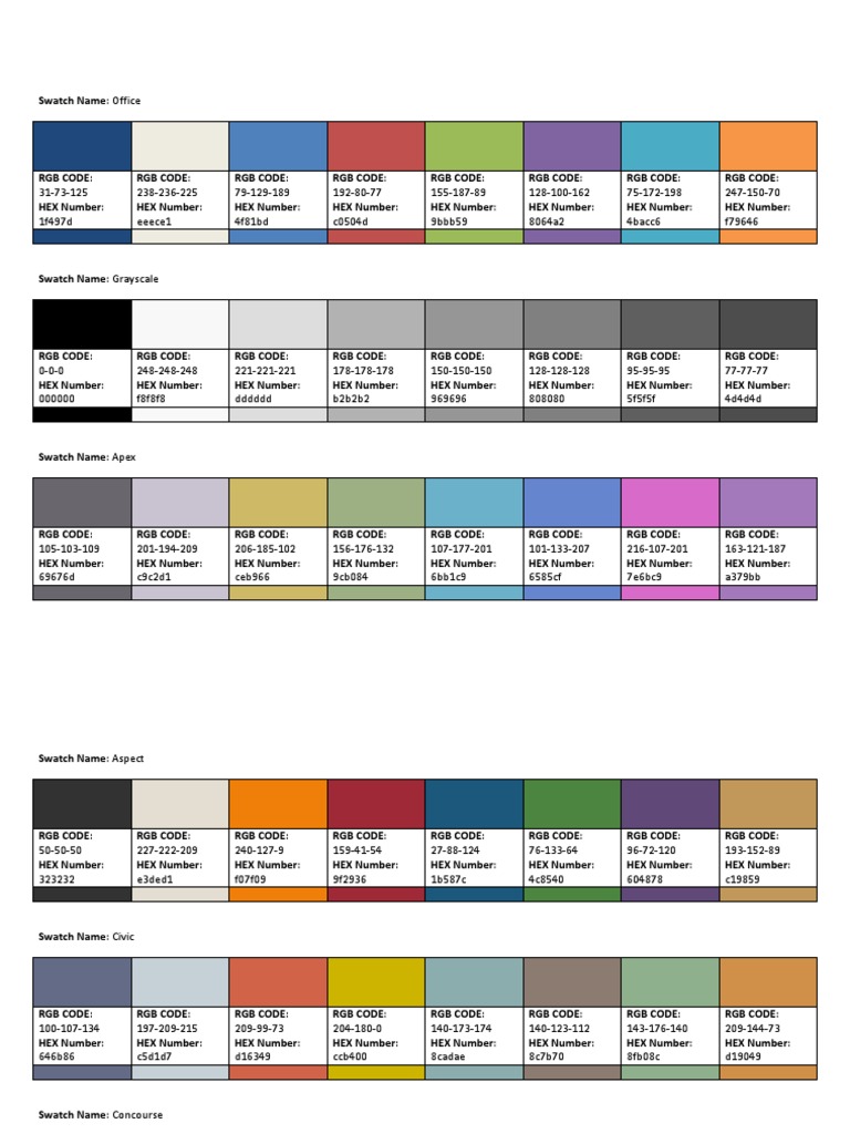 Microsoft Word 2007 Desktop Publishing RGB and HEX Analysis | PDF | Rgb ...