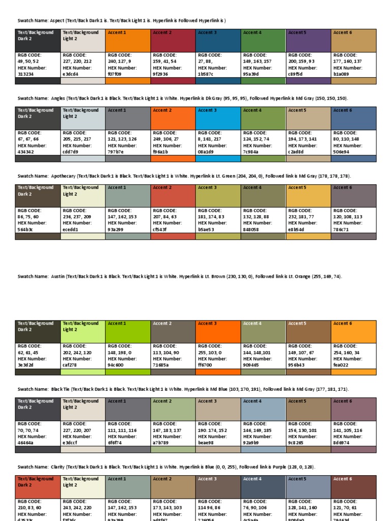 Word 2013 RGB and Hexadecimal Value Analysis | PDF | Hyperlink | Rgb ...