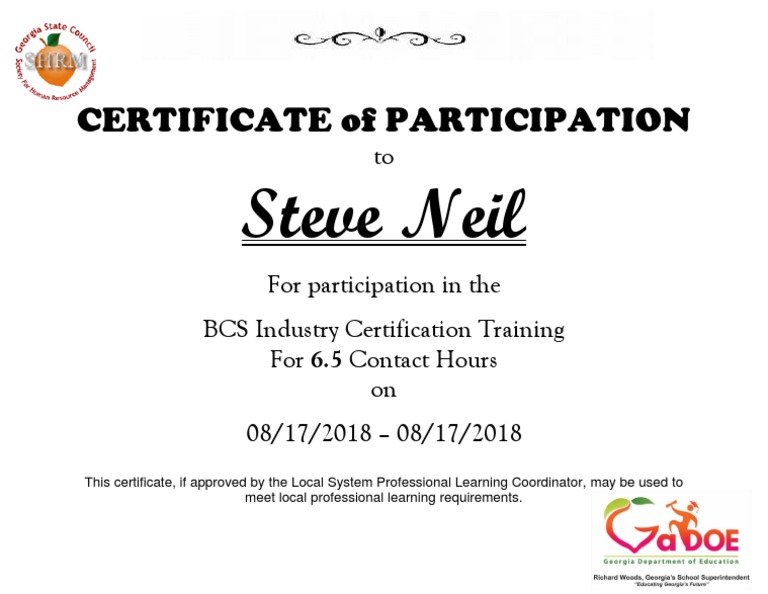 Neil Certificate | PDF