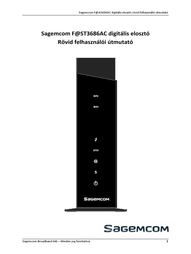 Sagemcom Fast 3686 Ac Hasznalati Utmutato PDF | PDF