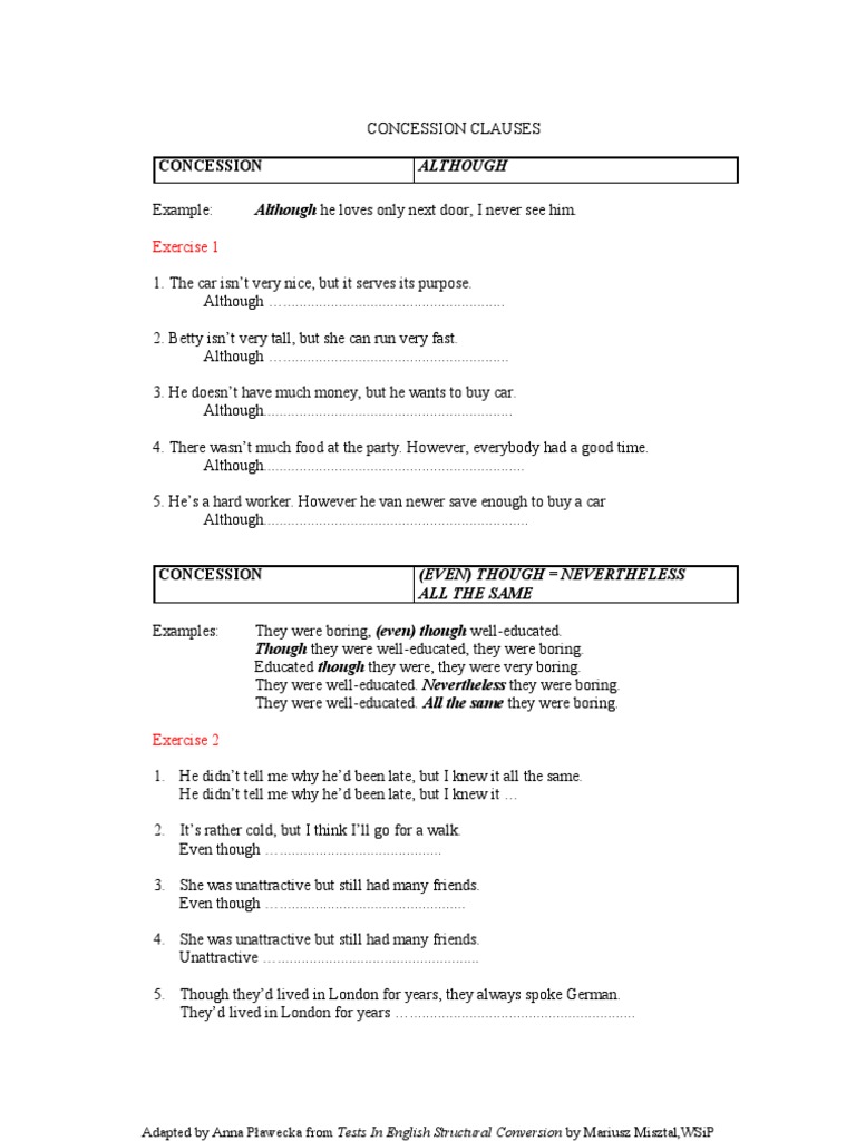 021 Concession Clauses | PDF | English Language