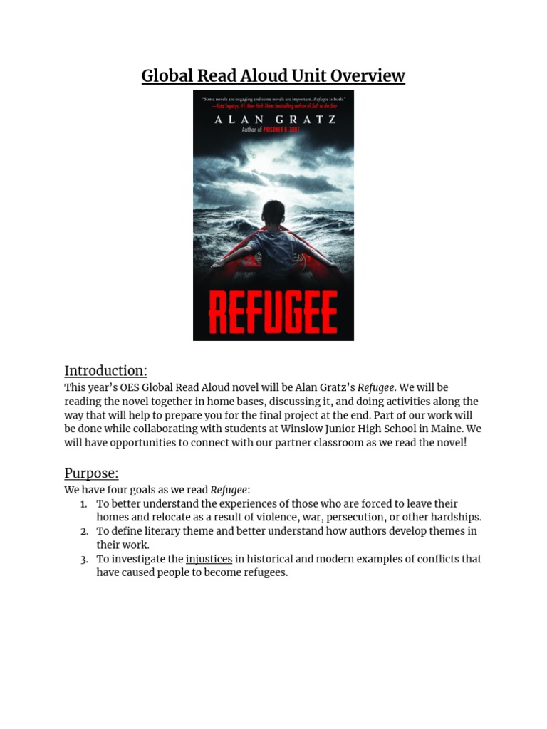 Global Read Aloud: Refugee Unit Overview | PDF | Paragraph | Information