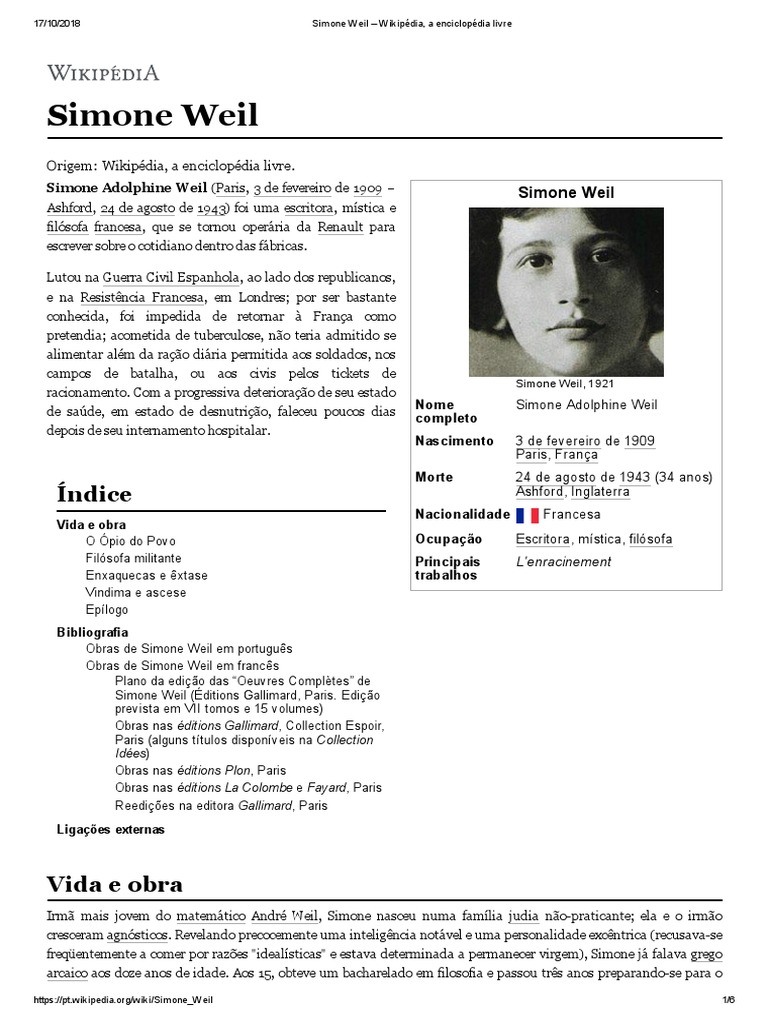 Simone Weil | PDF | Política (geral)