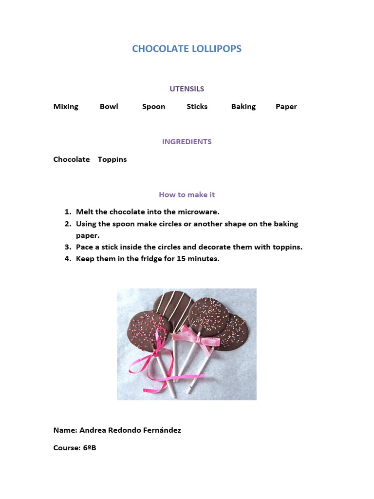 Chocolate Lollipops | PDF