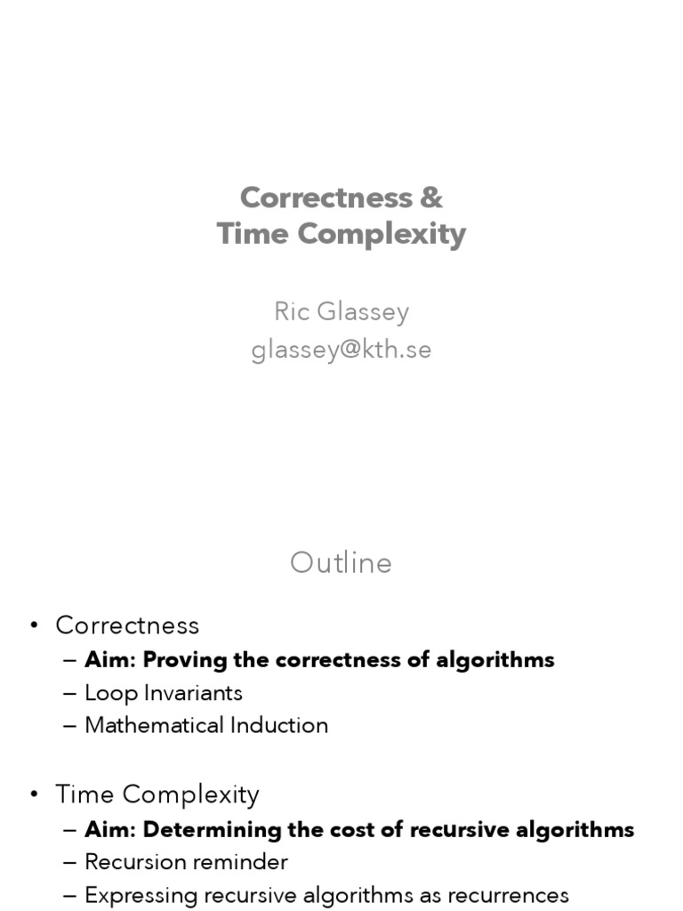 Algorithm Correctness And Time Complexity Pdf Algorithms Control Flow
