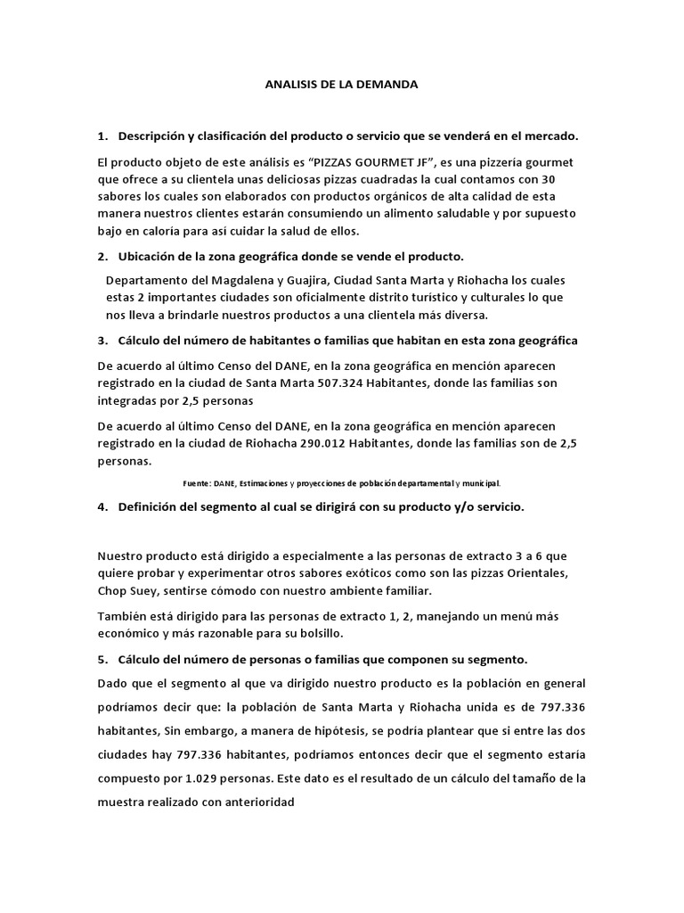 Analisis de La Demanda | Descargar gratis PDF | Demanda | Cliente
