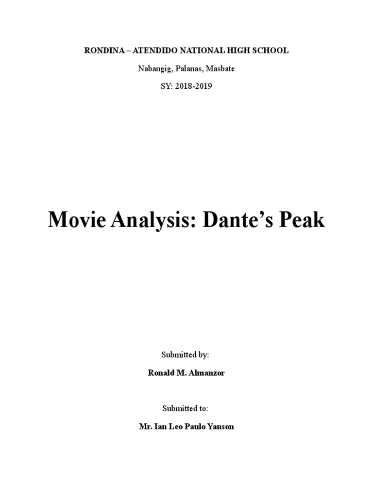 Movie Analysis: Dante's Peak: Rondina - Atendido National High School | PDF