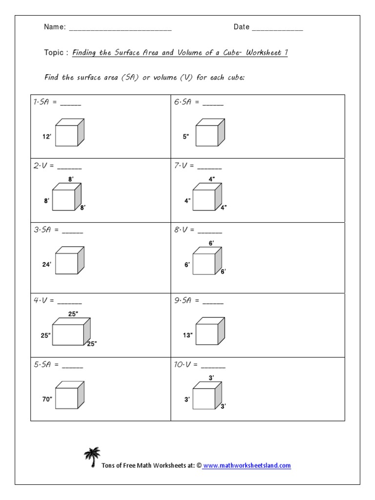 Cube Worksheet | PDF