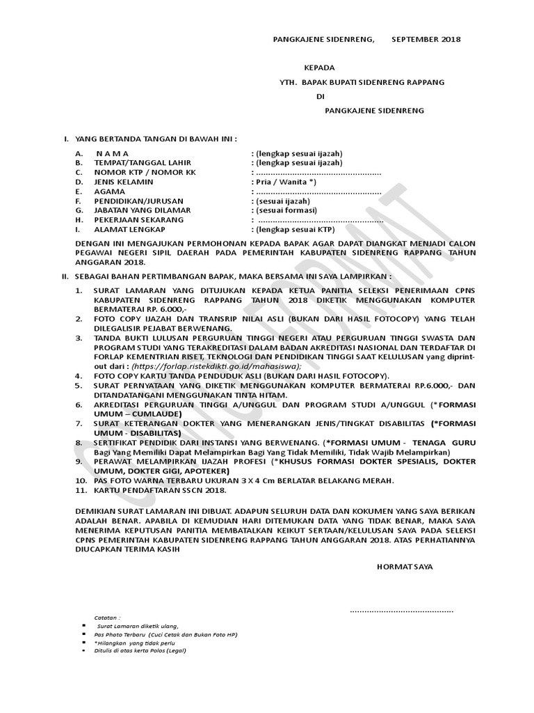 Contoh Surat Pernyataan | PDF