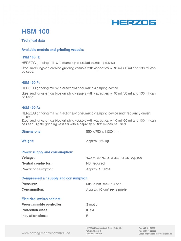 HSM 100 en | PDF | Mill (Grinding) | Tungsten