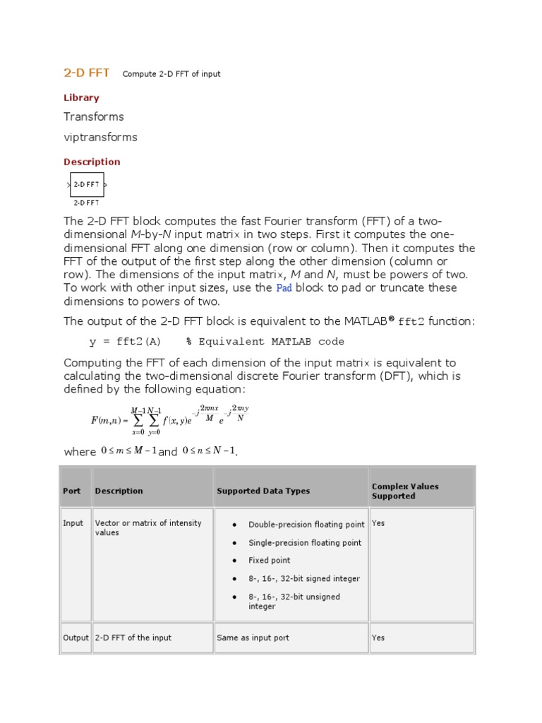 2-D FFT: Library | PDF | Fast Fourier Transform | Parameter (Computer Programming)
