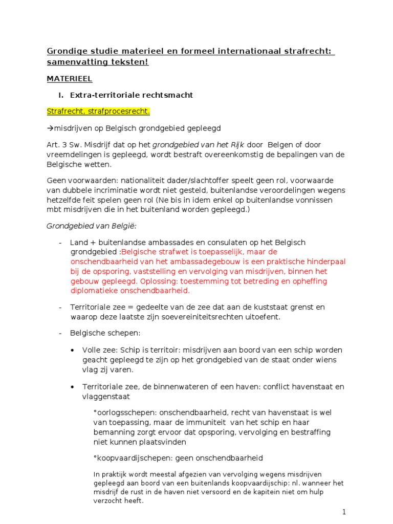 Grondige Studie Materieel en Formeel Internationaal Strafrecht | PDF