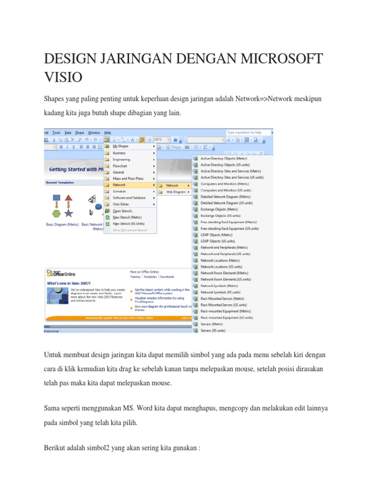 Design Jaringan Dengan Microsoft Visio | PDF | Teknologi & Rekayasa
