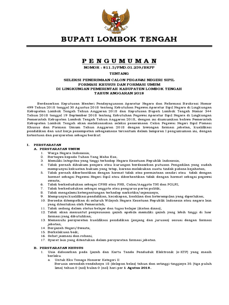 Formasi Lombok Tengah | PDF | Pengelolaan Keuangan & Uang