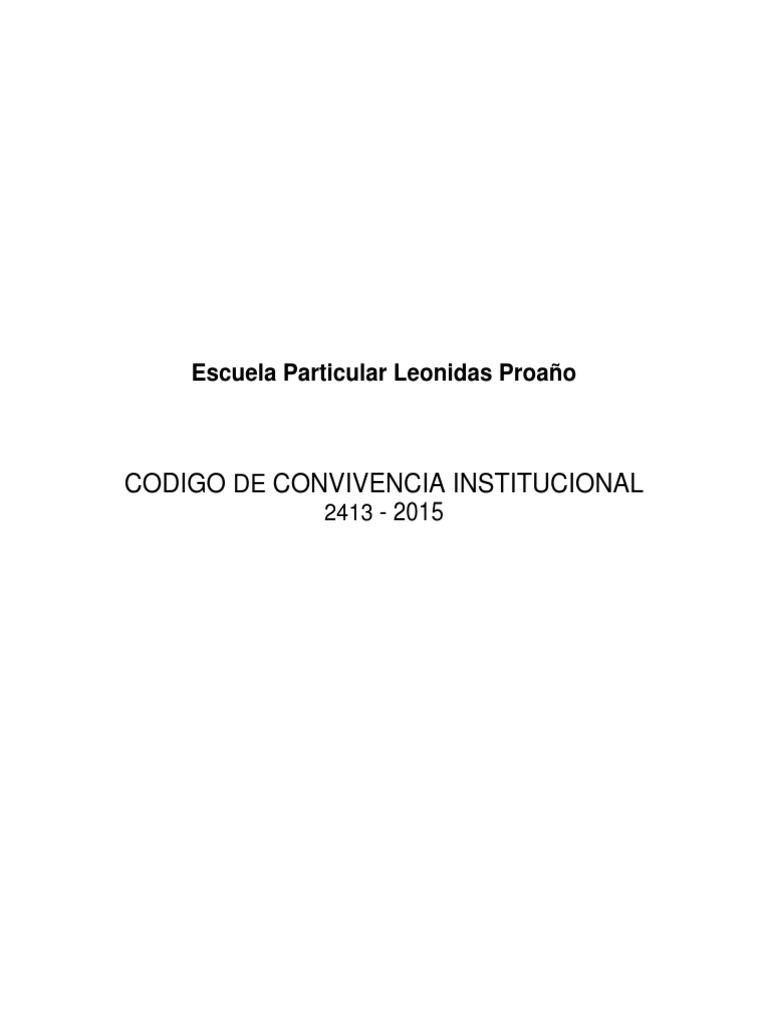 Codigo De Convivencia Modelo Pdf Familia Institución