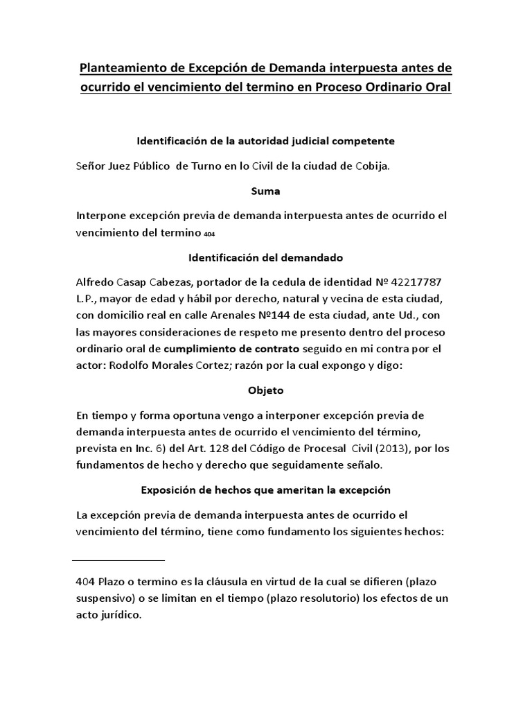 1 Demanda de Proceso Ordinario Oral 1 | PDF | Demanda judicial | Ley ... 1 Demanda de Proceso Ordinario Oral 1 | PDF | Demanda judicial | Ley ...