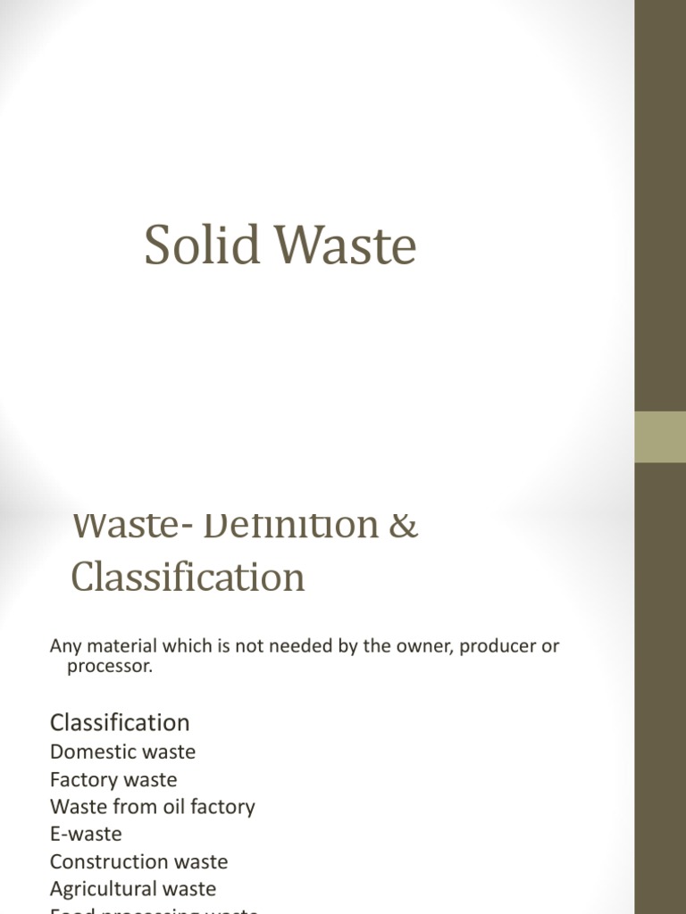 Solid Waste: Types and Classifications | PDF