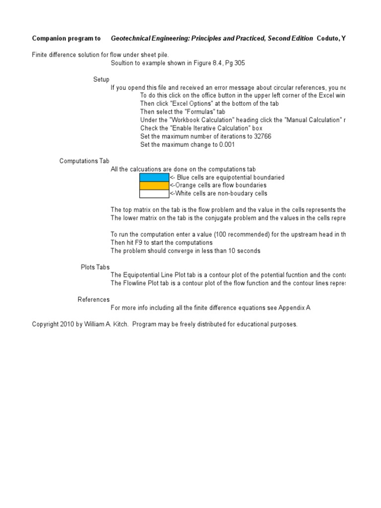 Companion Program To: Geotechnical Engineering: Principles and Practiced, Second Edition Coduto ...