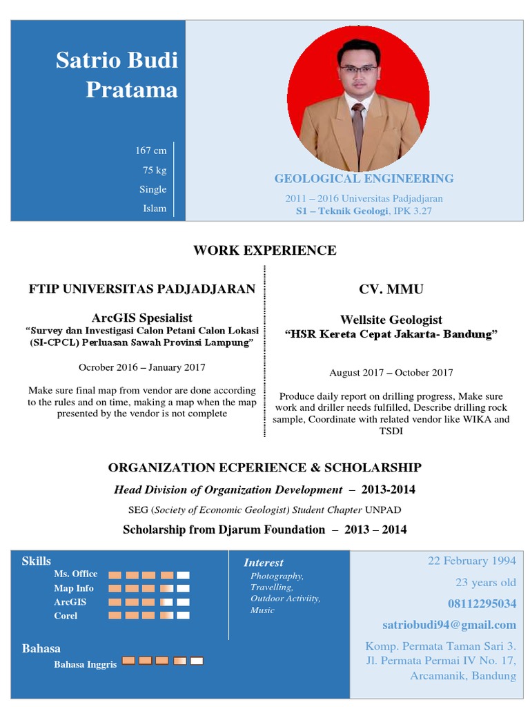 Contoh CV | PDF | Geology | Earth Sciences