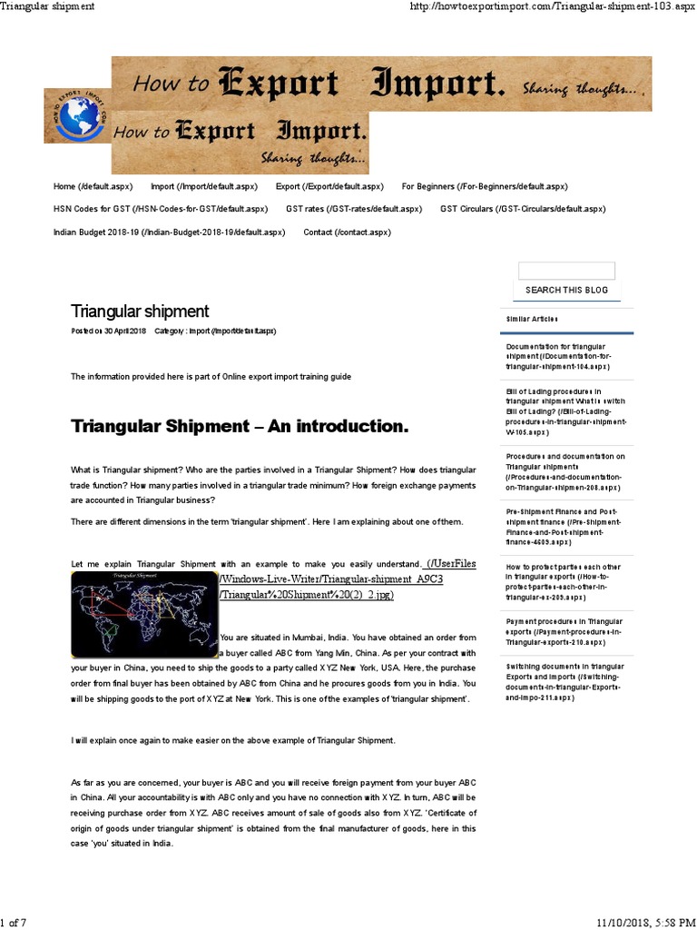 Triangular Shipment PDF | PDF | Invoice | Exports